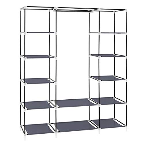 Thxbyebye Portable Clothes Closet, Non-Woven Fabric Wardrobe with Hanging Rods, 9 Storage Shelves, Storage Organizer