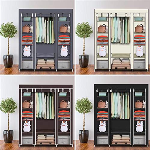 Thxbyebye Portable Clothes Closet, Non-Woven Fabric Wardrobe with Hanging Rods, 9 Storage Shelves, Storage Organizer