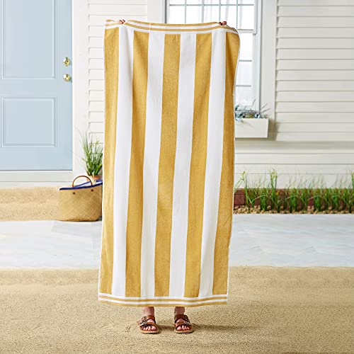 Great Bay Home Large Beach Towel Set of 4 - Soft Cabana Striped Beach Towels for Adults and Velour Pool Towels 100% Cotton - Lightweight Quick Dry Beach Towel Pack - Beach Towel for Travel