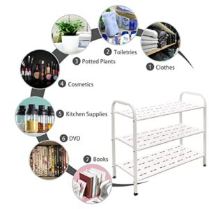 3 Tiers Metal Shoe Rack Shoe Shelf Storage Organizer, Show Storage Rack, Garage Shelving, Vertical Shoe Stand Stackable Boot, Small Free-Standing Shoe Racks for Entryway, Hallway, Living Room, Closet