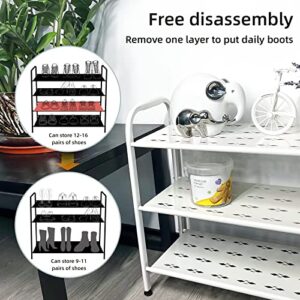 3 Tiers Metal Shoe Rack Shoe Shelf Storage Organizer, Show Storage Rack, Garage Shelving, Vertical Shoe Stand Stackable Boot, Small Free-Standing Shoe Racks for Entryway, Hallway, Living Room, Closet