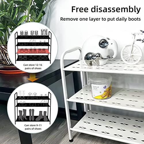 3 Tiers Metal Shoe Rack Shoe Shelf Storage Organizer, Show Storage Rack, Garage Shelving, Vertical Shoe Stand Stackable Boot, Small Free-Standing Shoe Racks for Entryway, Hallway, Living Room, Closet