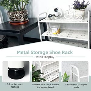 3 Tiers Metal Shoe Rack Shoe Shelf Storage Organizer, Show Storage Rack, Garage Shelving, Vertical Shoe Stand Stackable Boot, Small Free-Standing Shoe Racks for Entryway, Hallway, Living Room, Closet