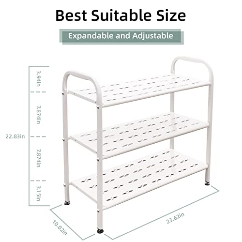 3 Tiers Metal Shoe Rack Shoe Shelf Storage Organizer, Show Storage Rack, Garage Shelving, Vertical Shoe Stand Stackable Boot, Small Free-Standing Shoe Racks for Entryway, Hallway, Living Room, Closet