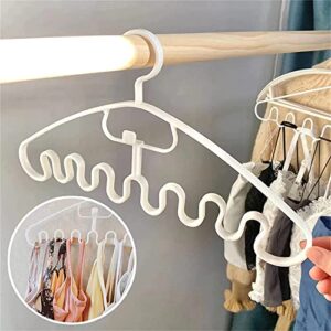 LXYY Wave Pattern Stackable Hanger, Sturdy Plastic Clothes Hangers Organizer Storage, Multifunctional Non Slip Magic Hanger 8 Slots Space Saving for Slings, Scarf, Shirts, Belts (White,10PCS)