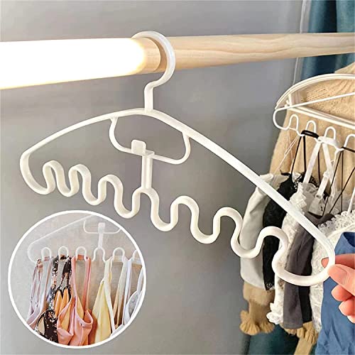 LXYY Wave Pattern Stackable Hanger, Sturdy Plastic Clothes Hangers Organizer Storage, Multifunctional Non Slip Magic Hanger 8 Slots Space Saving for Slings, Scarf, Shirts, Belts (White,10PCS)