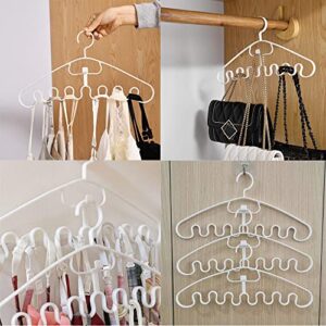 LXYY Wave Pattern Stackable Hanger, Sturdy Plastic Clothes Hangers Organizer Storage, Multifunctional Non Slip Magic Hanger 8 Slots Space Saving for Slings, Scarf, Shirts, Belts (White,10PCS)