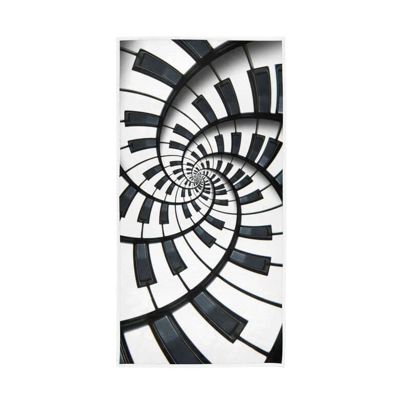 QUGRL Piano Keyboard Fractal Spiral Kitchen Hand Towels Music Theme Dish Cloth Fingertip Towel for Bathroom Decor 16x30 in Soft Quality Premium Guest Washcloths for Hotel Spa Gym Sport