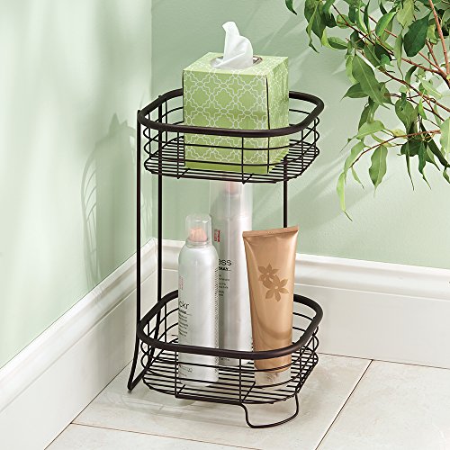 iDesign Forma Free Standing Bathroom or Shower Storage Shelves for Towels, Soap, Shampoo, Lotion, Accessories - 2 Tier, Bronze