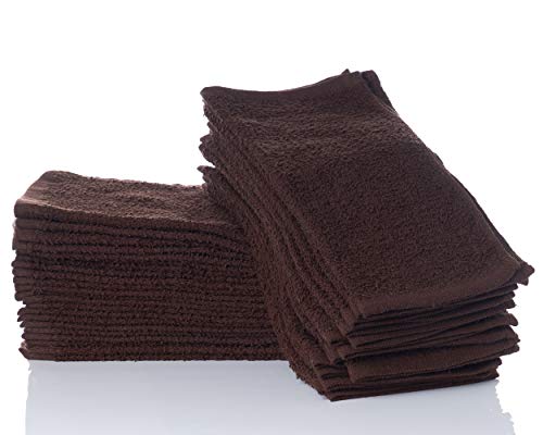 Simpli-Magic 79221 Brown Cotton Washcloths, 12"x12", 24 Count