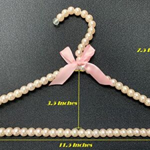 Pearl Clothes Beads Hangers for Kids Baby Girl Infant Toddler Childerns for Fancy Dress Closet Hanger Elegant Gift Ideas Metal Hangers (5 Pack) Pink