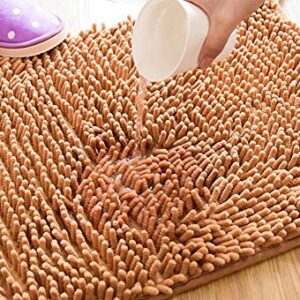 TOPCHANCES Chenille Bathroom Rugs ,Non Slip Extra Soft Plush Bath Mat Absorbent Shaggy Bathroom Rug for Tub, Shower and Bath Room Floor Mats, 23.5" X 35.5"