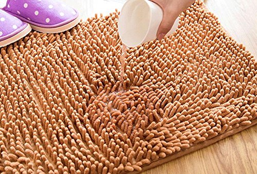 TOPCHANCES Chenille Bathroom Rugs ,Non Slip Extra Soft Plush Bath Mat Absorbent Shaggy Bathroom Rug for Tub, Shower and Bath Room Floor Mats, 23.5" X 35.5"