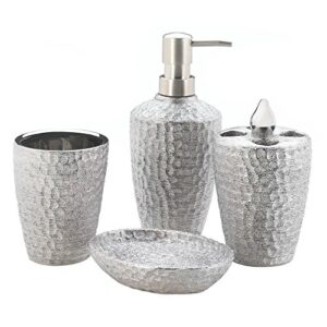 accent plus boys, silver texture shower bath accessory set, porcelain