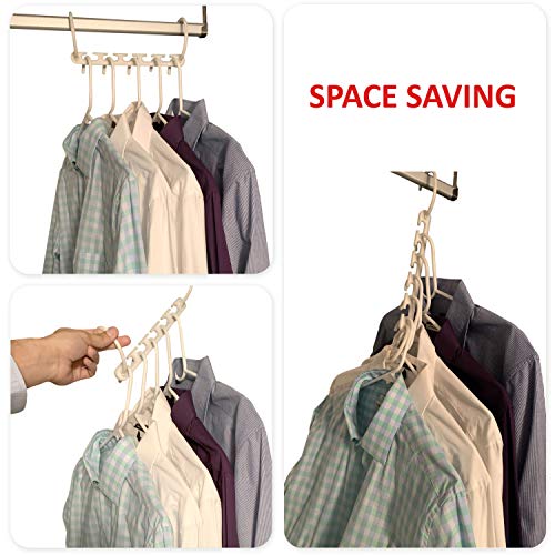 Juniper's Secret Closet Organizer Space Saving Clothes Hangers Plastic Dorm Room Essentials - 8 Pack Magic Hangers for Skirt, Pants, Shirts, Trousers - Free Eyeglass Pouch