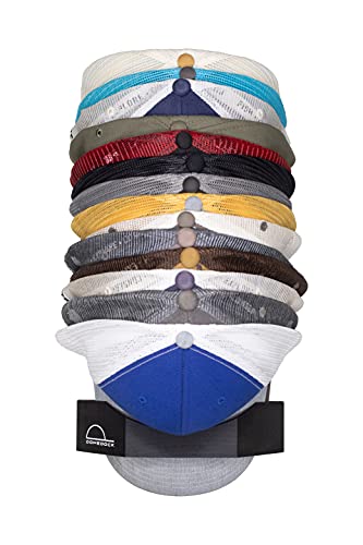 Dome Dock The ORIGINAL American, patented, Wall Mount Hat Rack 20 Ball Cap Storage. Compact Hat Organization System. Made and Shipped in USA. (Single, Black)