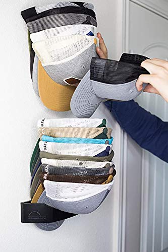 Dome Dock The ORIGINAL American, patented, Wall Mount Hat Rack 20 Ball Cap Storage. Compact Hat Organization System. Made and Shipped in USA. (Single, Black)