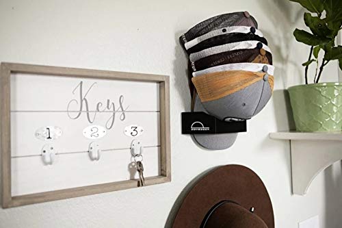 Dome Dock The ORIGINAL American, patented, Wall Mount Hat Rack 20 Ball Cap Storage. Compact Hat Organization System. Made and Shipped in USA. (Single, Black)