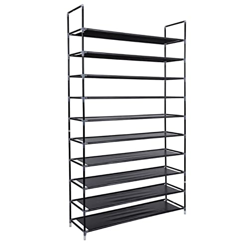 10-Tier Shoe Rack, Shoe Shelf Shoe Storage Organizer, Stackable Shoe Cabinet, Black Shoe Rack Organizer Space Saving Storage Shoe Tower for Entryway Closet, Holds up to 50 Pairs 39.37x11x70.87 inches