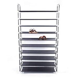 10-Tier Shoe Rack, Shoe Shelf Shoe Storage Organizer, Stackable Shoe Cabinet, Black Shoe Rack Organizer Space Saving Storage Shoe Tower for Entryway Closet, Holds up to 50 Pairs 39.37x11x70.87 inches