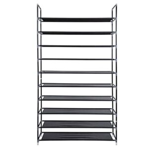 10-Tier Shoe Rack, Shoe Shelf Shoe Storage Organizer, Stackable Shoe Cabinet, Black Shoe Rack Organizer Space Saving Storage Shoe Tower for Entryway Closet, Holds up to 50 Pairs 39.37x11x70.87 inches