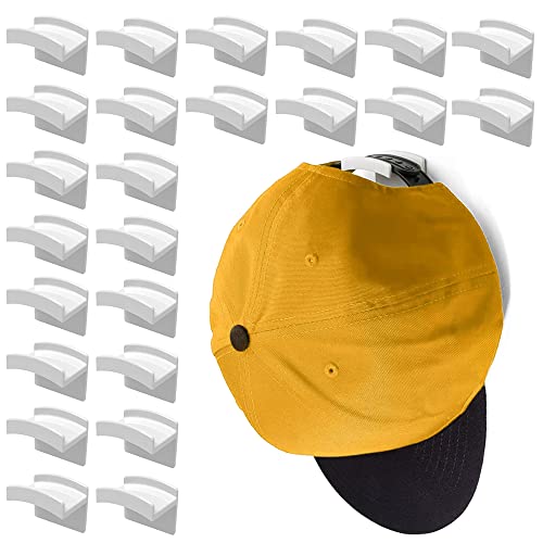 FLANCCI Hat Hooks for Wall, Minimalist Hat Rack Design, Self Adhesive Hat Rack, Strong Hold Hat Hanger for Hat Organizer, Hat Storage, Hat Holder, Hat Display for baseball Caps, White Hook (24-Pack)…