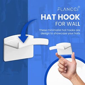 FLANCCI Hat Hooks for Wall, Minimalist Hat Rack Design, Self Adhesive Hat Rack, Strong Hold Hat Hanger for Hat Organizer, Hat Storage, Hat Holder, Hat Display for baseball Caps, White Hook (24-Pack)…