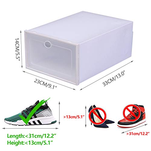 LYNICESHOP 24 Pack Shoes Storage Boxes, Shoe Box Organizer Foldable Storage Plastic Clear Stackable Shoe Container Clear Plastic Stackable Shoe Organizer for Closet