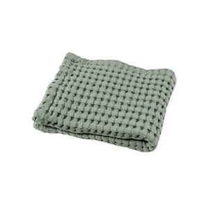 gilden tree waffle towel quick dry thin exfoliating washcloths for face body, modern style (sage grey)