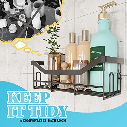 VNTop 5-Pack Stainless Steel Shower Caddy with Self-Adhesive Large Capacity Racks, Shelves, and Storage - Rustproof Bathroom Organizer for Inside the Shower, with No-Drill Required Shower Shelf Accessories