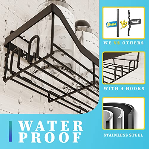 VNTop 5-Pack Stainless Steel Shower Caddy with Self-Adhesive Large Capacity Racks, Shelves, and Storage - Rustproof Bathroom Organizer for Inside the Shower, with No-Drill Required Shower Shelf Accessories