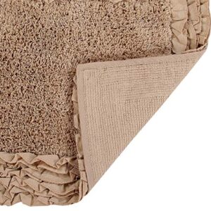 Better Trends Shaggy Border Collection is Ultra Soft, Plush and Absorbent Tufted Bath Mat Rug 100% Cotton in Vibrant Colors, 30" Round, Beige