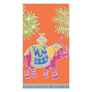 Caspari Royal Elephant Paper Guest Towel Napkins in Orange, Pack of 15