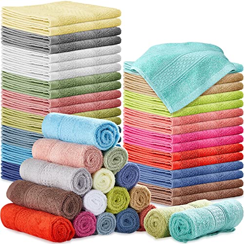 Tudomro 52 Pack Wash Cloths 13" x 13" Face Washcloths Bulk, Cotton Face Towel Multipurpose Facecloths Multicolor Wash Rags Small Bath Towel for Bathrooms Guestroom Hotel Spa Home and Travel