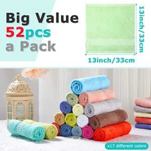 Tudomro 52 Pack Wash Cloths 13" x 13" Face Washcloths Bulk, Cotton Face Towel Multipurpose Facecloths Multicolor Wash Rags Small Bath Towel for Bathrooms Guestroom Hotel Spa Home and Travel