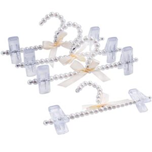 5 pcs plastic artificial pearl pants hangers jeans hangers delicate clothes hangers with clip for trousers skirts jeans slacks pants,9.4 inch