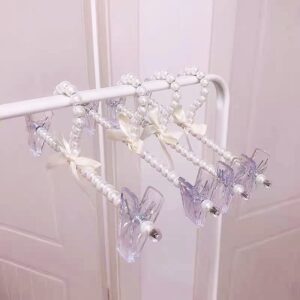 5 Pcs Plastic Artificial Pearl Pants Hangers Jeans Hangers Delicate Clothes Hangers with Clip for Trousers Skirts Jeans Slacks Pants,9.4 Inch