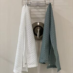 Buddha Bath Extra Long Exfoliating Shower Towel Washcloth (Medium EXFOLIATE) - Silver Blue & White - (2 Pack)