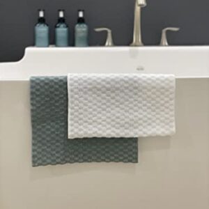 Buddha Bath Extra Long Exfoliating Shower Towel Washcloth (Medium EXFOLIATE) - Silver Blue & White - (2 Pack)