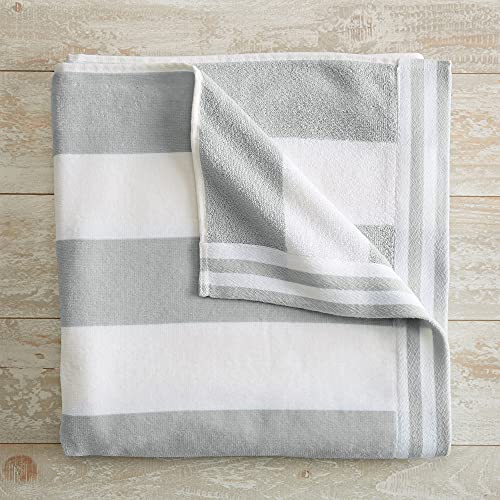 Great Bay Home Large Beach Towel Set of 4 - Soft Cabana Striped Beach Towels for Adults and Velour Pool Towels 100% Cotton - Lightweight Quick Dry Beach Towel Pack - Beach Towel for Travel