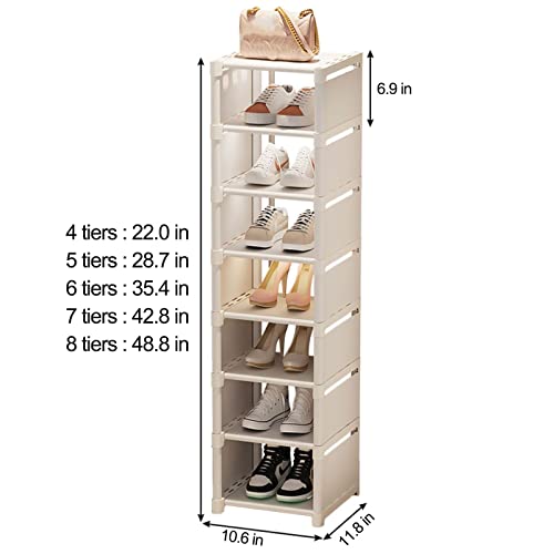 GILKES Shoe Rack Shoe Storage Organizer, 5 Tiers Shoe Rack for Closet Narrow, Plastic Shoe Rack Storage Organizer for Entryway, Space Saving Shoe Stand Cabinet for Bedroom Cloakroom Hallway