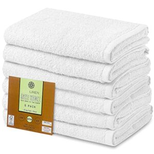 Cotton Bath Towels Set White 24" x 48" Pack of 6 Ultra Soft 100% Cotton Bath Towel White Highly Absorbent Daily Usage Bath Towel Ideal for Pool Home Gym Spa Hotel