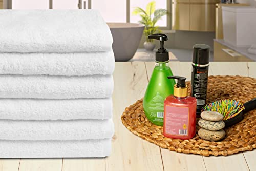 Cotton Bath Towels Set White 24" x 48" Pack of 6 Ultra Soft 100% Cotton Bath Towel White Highly Absorbent Daily Usage Bath Towel Ideal for Pool Home Gym Spa Hotel