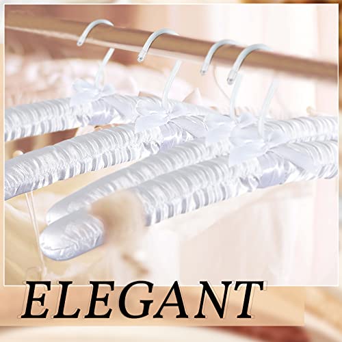 36 Pcs White Satin Padded Hanger Heavy Duty Clothes Hangers Decorative Foam Hangers for Clothing No Shoulder Bump Fabric Bride Hanger for Wedding Women Girls Closet Dress Blouse