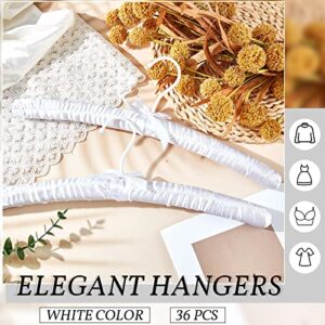 36 Pcs White Satin Padded Hanger Heavy Duty Clothes Hangers Decorative Foam Hangers for Clothing No Shoulder Bump Fabric Bride Hanger for Wedding Women Girls Closet Dress Blouse