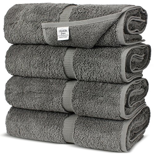 Chakir Turkish Linens Turkish Cotton Luxury Hotel & Spa Bath Towel, Bath Towel - Set of 4, Gray