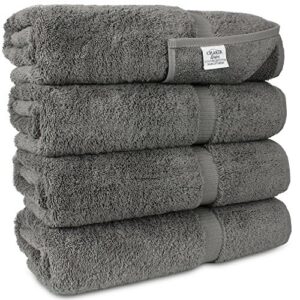 Chakir Turkish Linens Turkish Cotton Luxury Hotel & Spa Bath Towel, Bath Towel - Set of 4, Gray