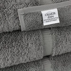 Chakir Turkish Linens Turkish Cotton Luxury Hotel & Spa Bath Towel, Bath Towel - Set of 4, Gray