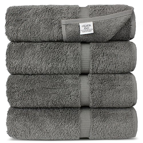 Chakir Turkish Linens Turkish Cotton Luxury Hotel & Spa Bath Towel, Bath Towel - Set of 4, Gray