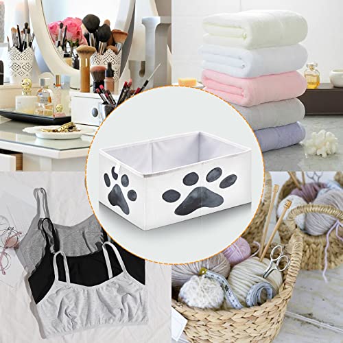 ALAZA Black Dog Paw Print on White 11 Inch Cube Storage Bin Organizer Foldable Basket for Closet Cabinet Shelf Office